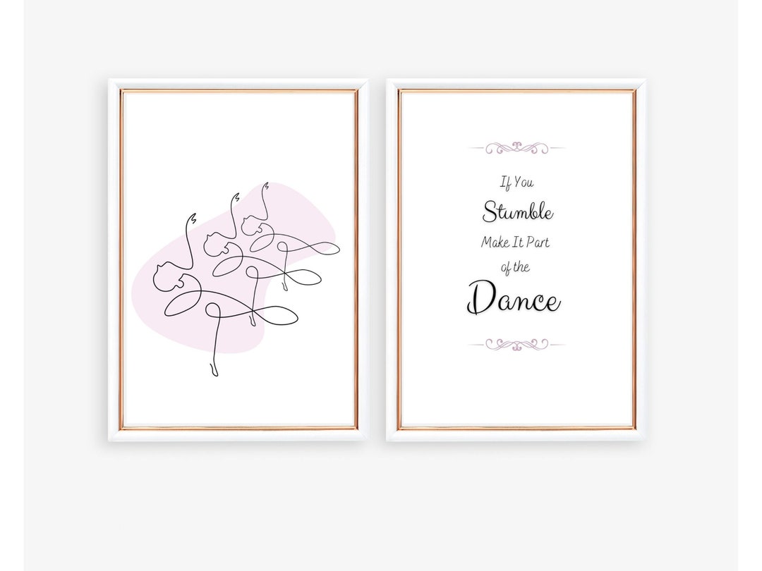 Dancer Line Art Printable Wall Art Set of 2, Inspirational Dance Quote ...