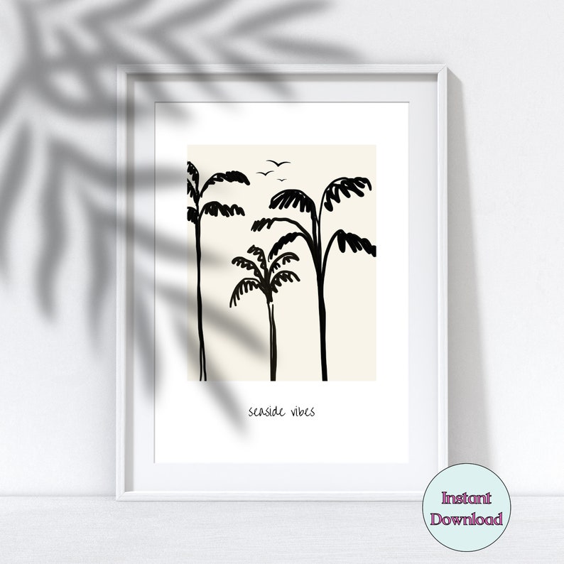 Palm Tree Art Print Black and White Palm Tree Wall Art - Etsy