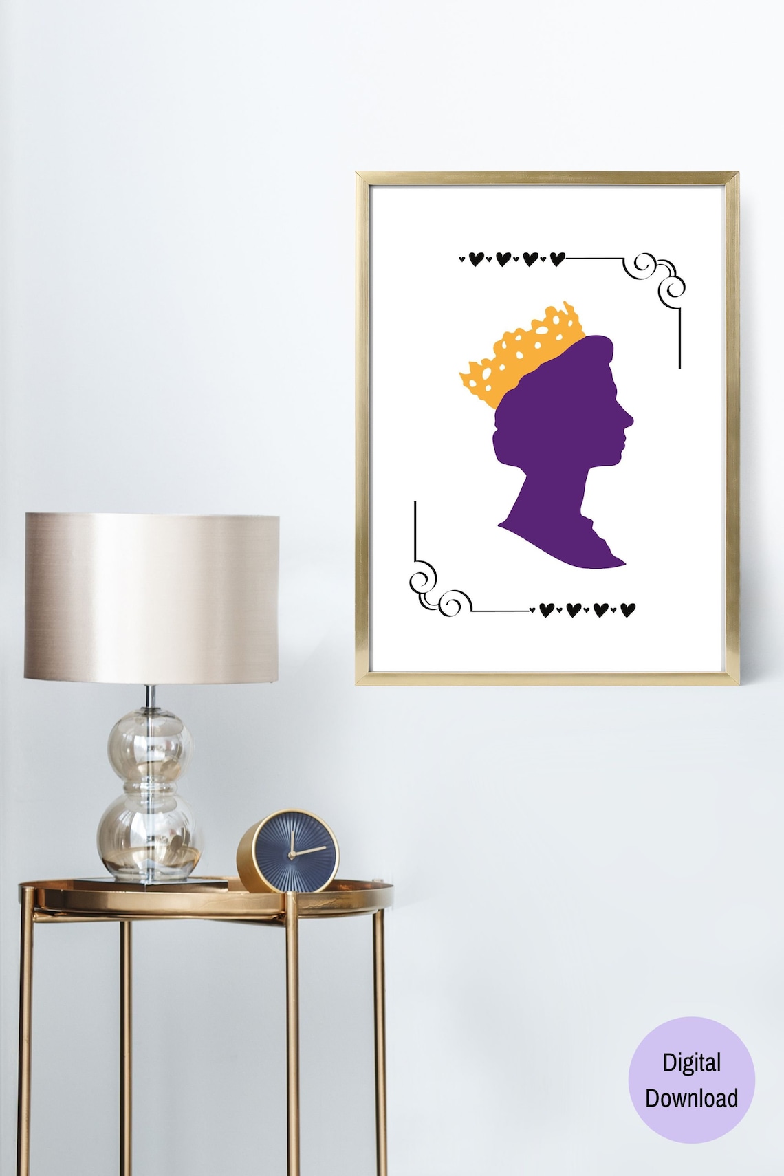 The Queen Silhouette Printable Wall Art Queen Profile - Etsy