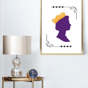 The Queen Silhouette Printable Wall Art Queen Profile - Etsy