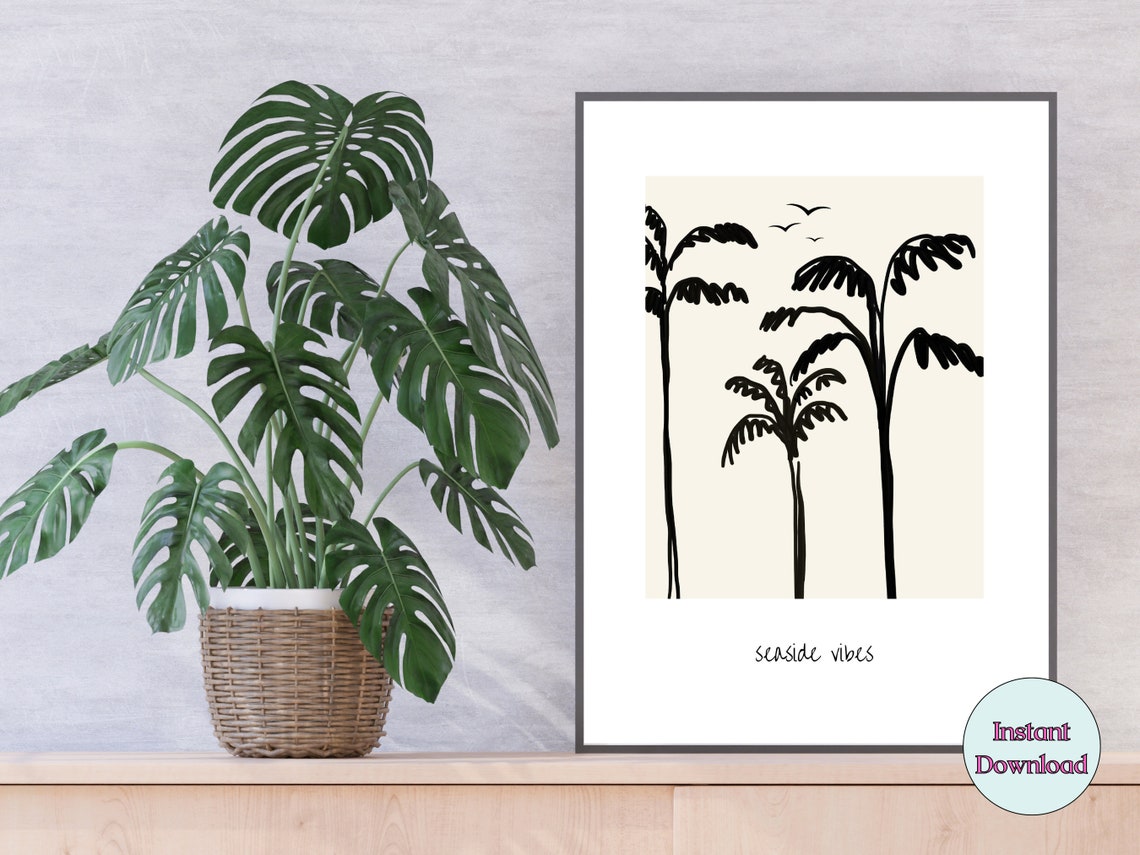 Palm Tree Art Print Black and White Palm Tree Wall Art - Etsy