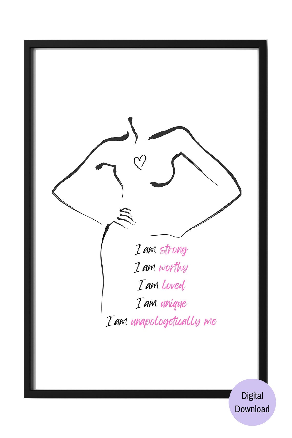 I Am Wall Art, Self-love Positive Affirmation Art Printable ...