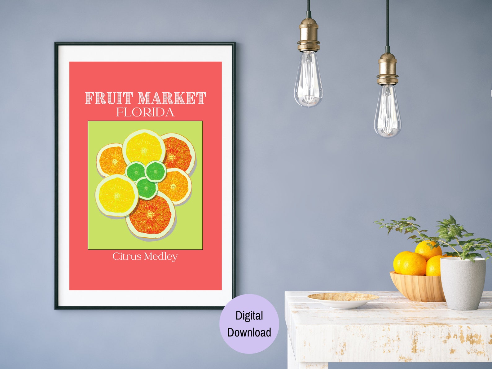 Fruit Market Print, Fruit Poster, Citrus Fruit Market Poster, Fruit ...