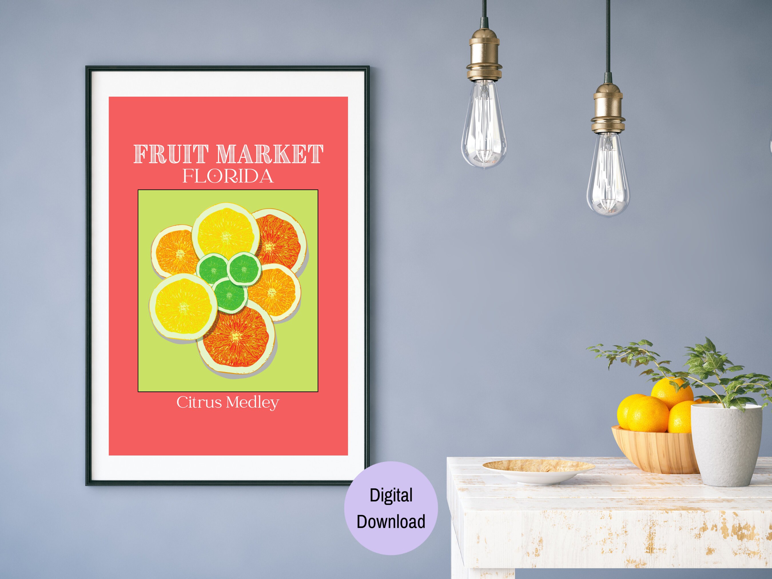 Fruit Market Print, Fruit Poster, Citrus Fruit Market Poster, Fruit ...