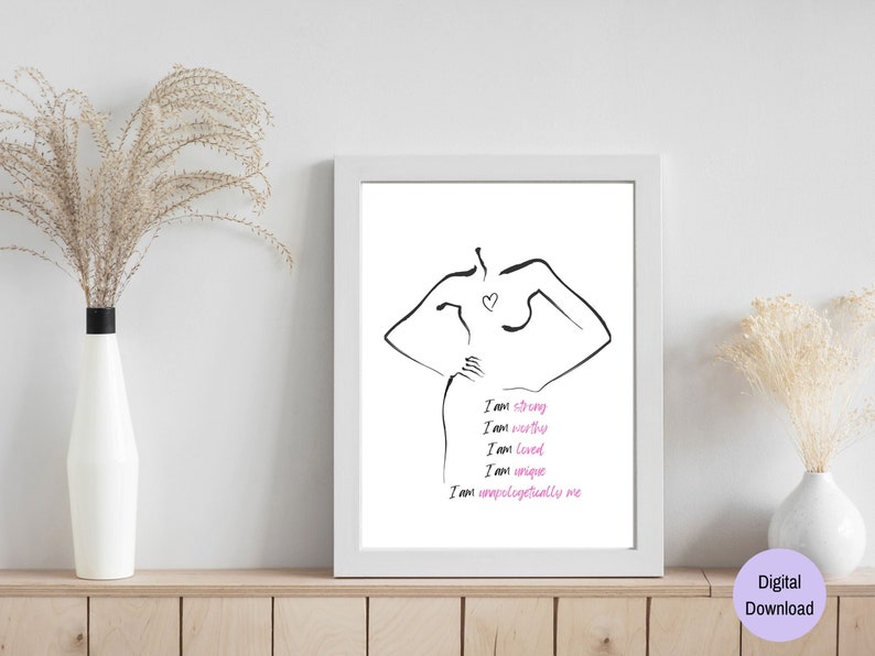 I Am Wall Art, Self-love Positive Affirmation Art Printable ...