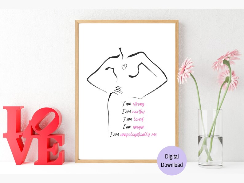 I Am Wall Art, Self-love Positive Affirmation Art Printable ...