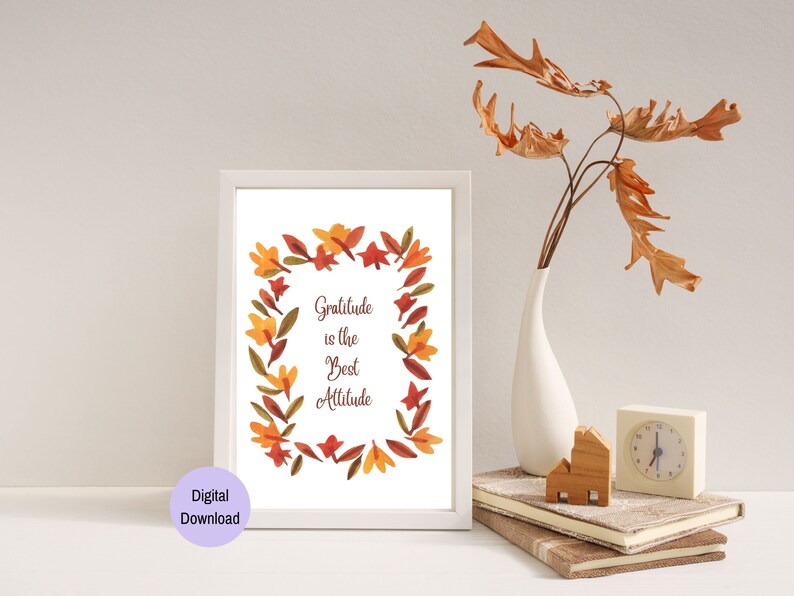 Attitude of Gratitude Printable Wall Art, Gratitude Poster, Positive ...