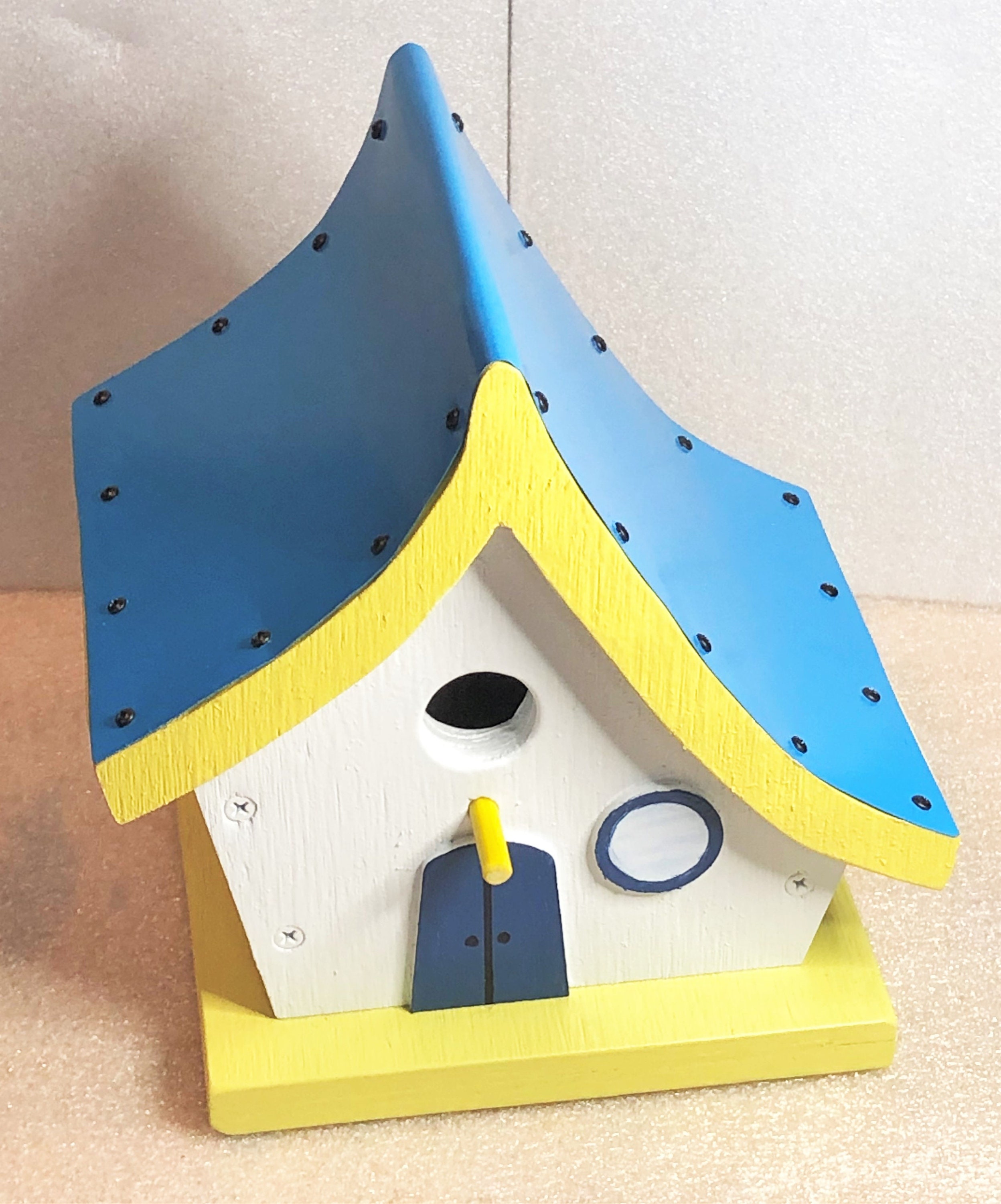 Alpine Cottage Birdhouse - Blue, Yellow & White - Etsy
