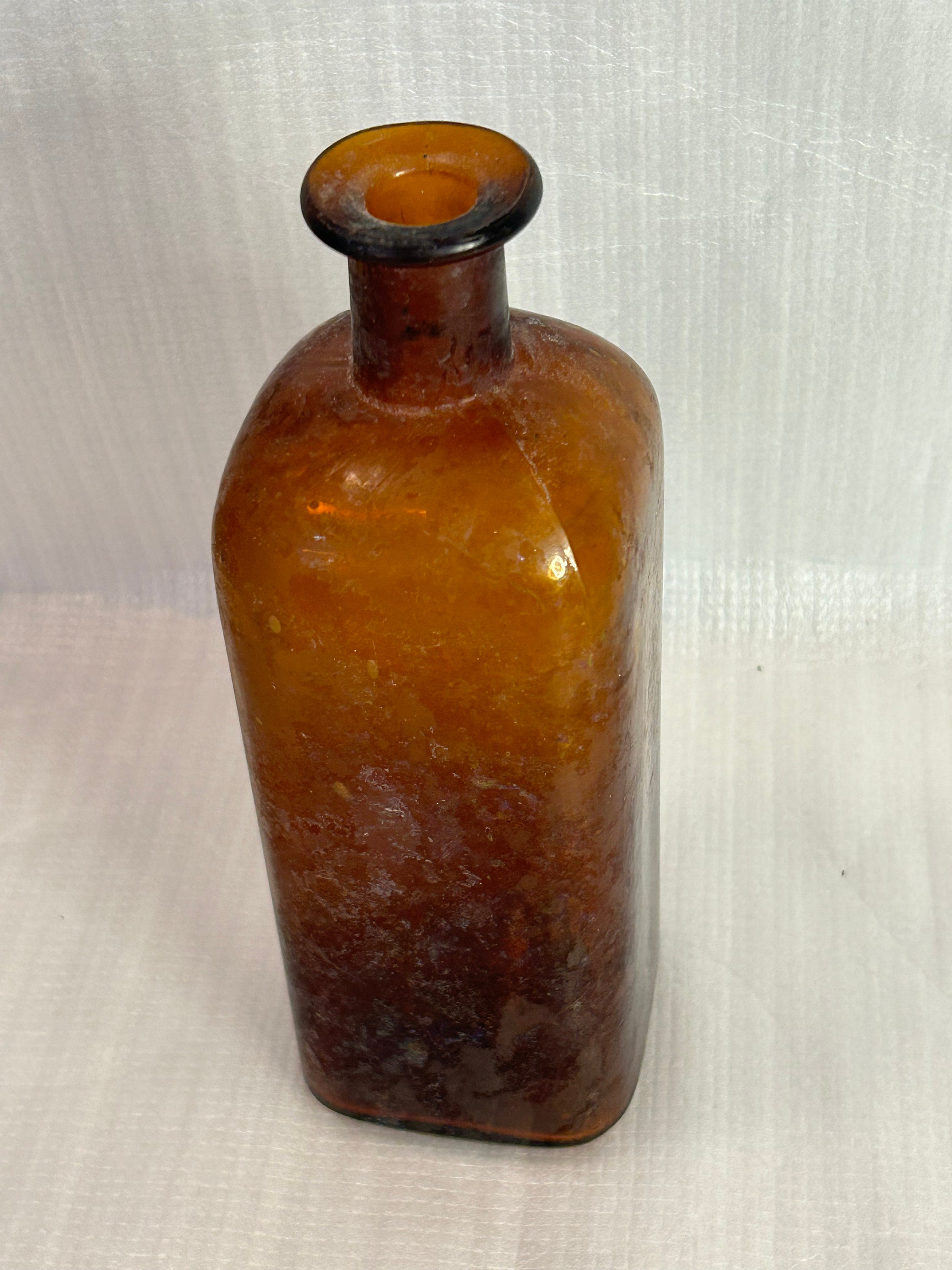 Antique, Vintage, Square Brown Glass Medicine Bottle - Etsy