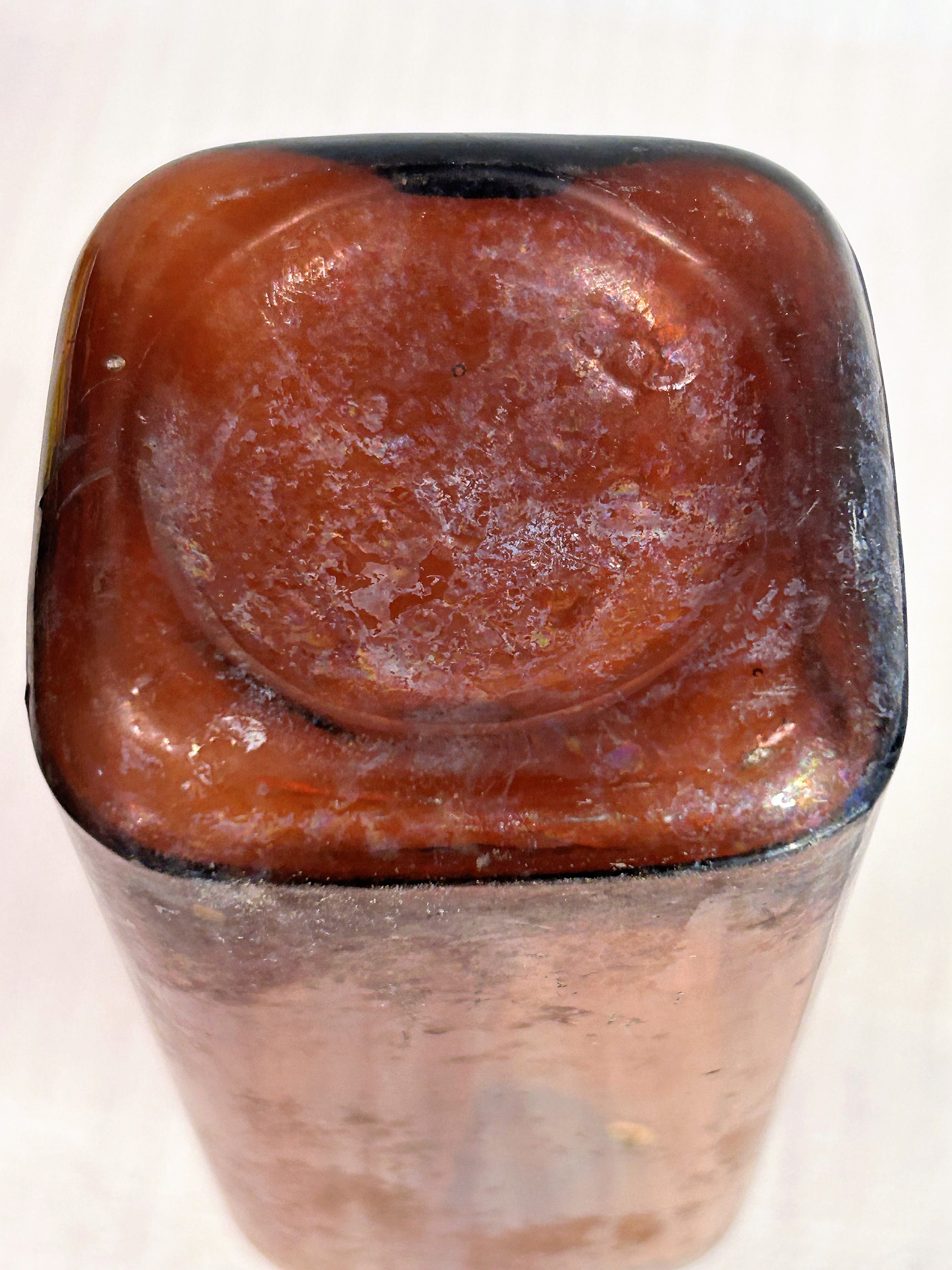 Antique, Vintage, Square Brown Glass Medicine Bottle - Etsy