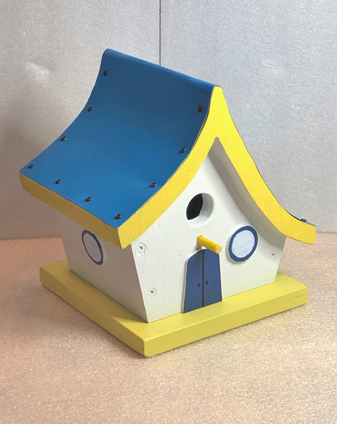 Alpine Cottage Birdhouse - Blue, Yellow & White - Etsy