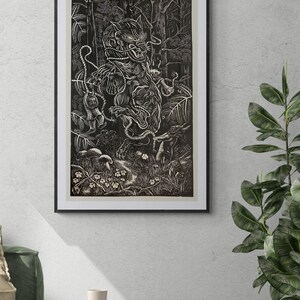 Taming a Wolf - Linocut Print Hand Carved and Printed - Etsy
