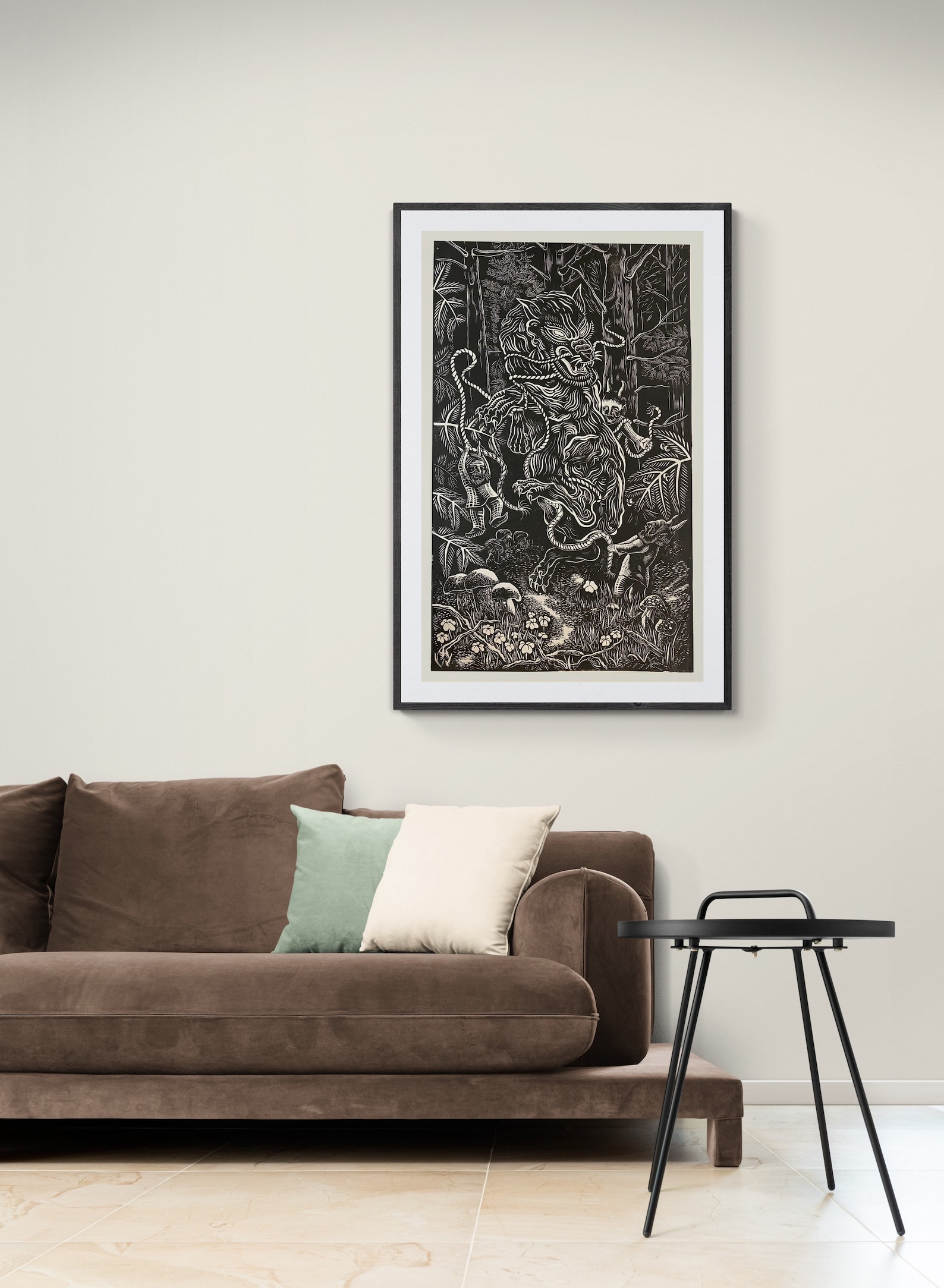 Taming a Wolf - Linocut Print Hand Carved and Printed - Etsy