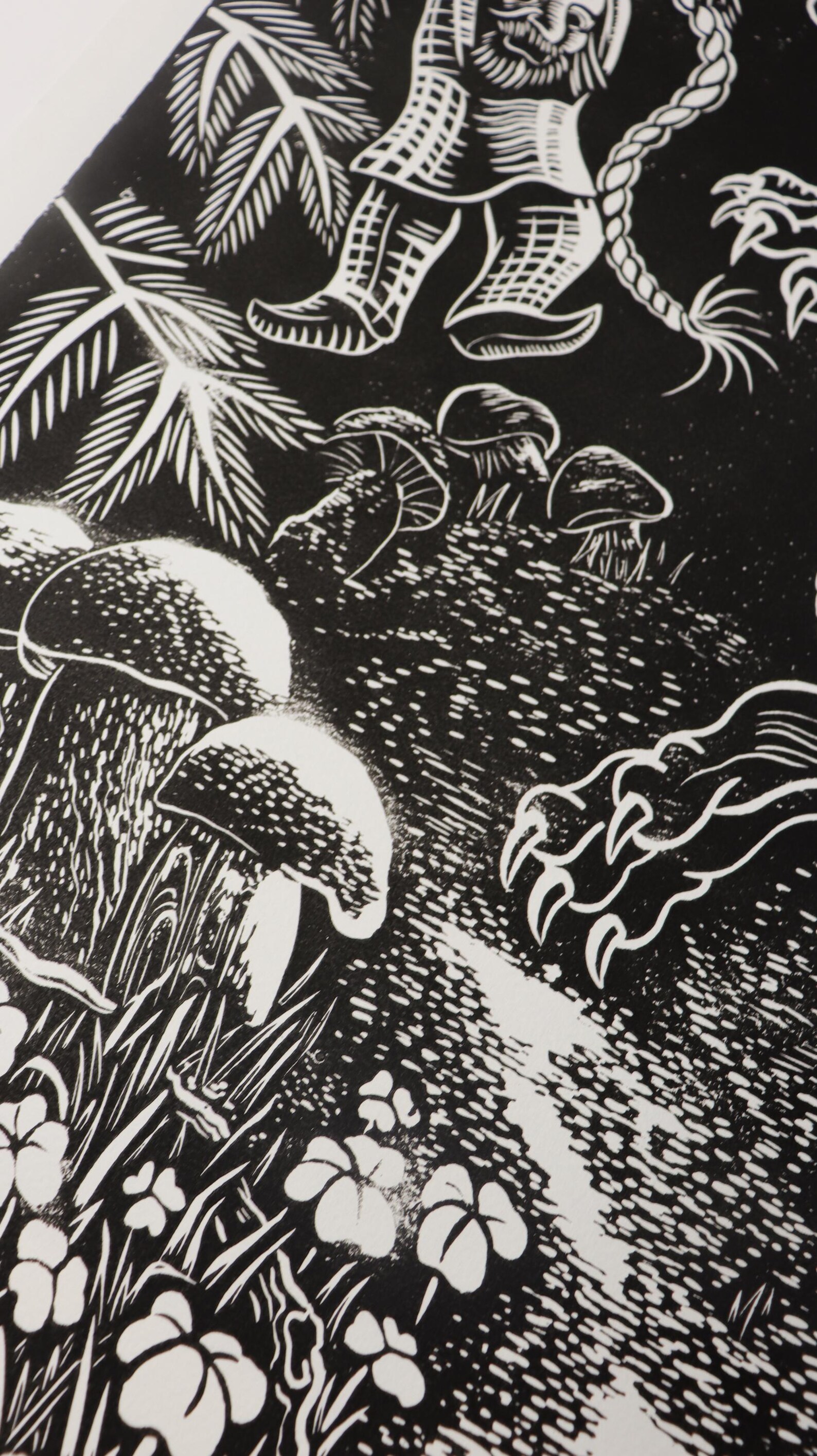 Taming a Wolf - Linocut Print Hand Carved and Printed - Etsy