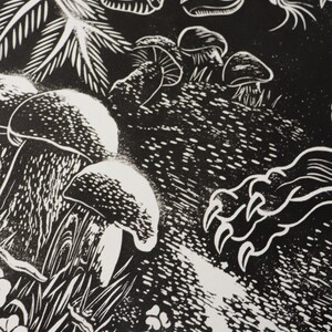 Taming a Wolf - Linocut Print Hand Carved and Printed - Etsy