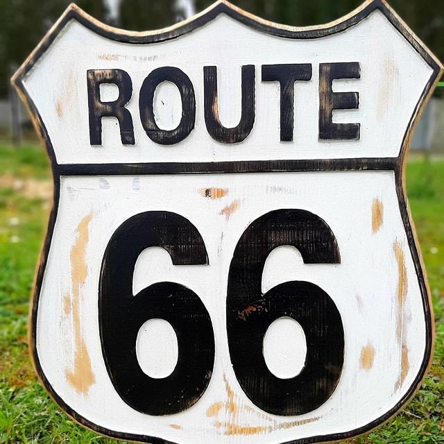 Frame of the Famous Route 66 Road, Carved in Exotic Wood in the Purest ...