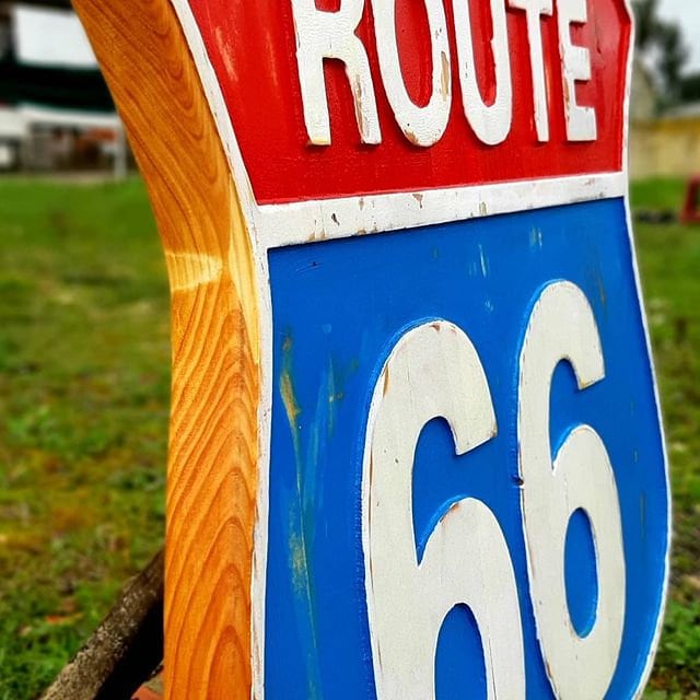 Frame of the Famous Route 66 Road, Carved in Exotic Wood in the Purest ...