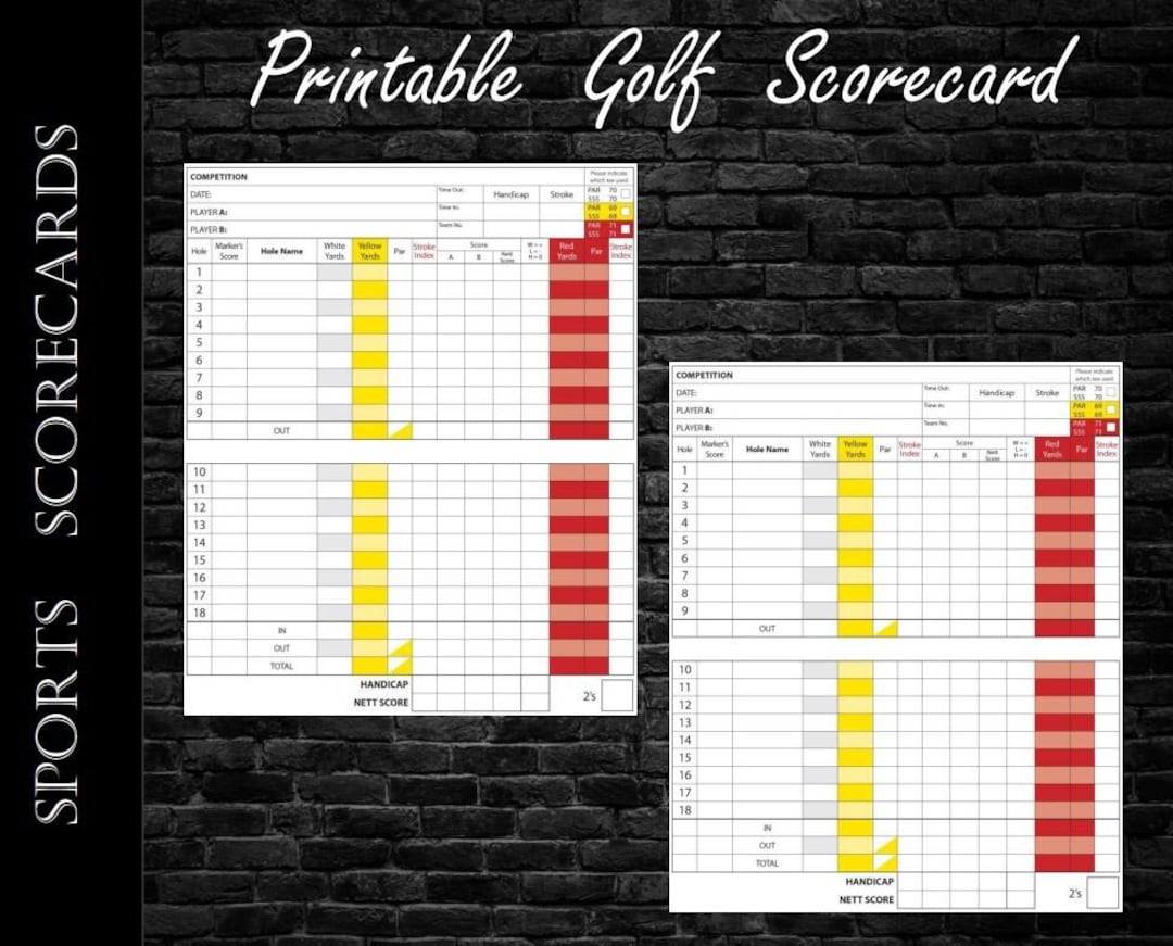 Printable / Customisable A4 Golf Score Card / Competition / Print and ...