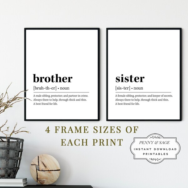 Brother and Sister Wall Art - Etsy