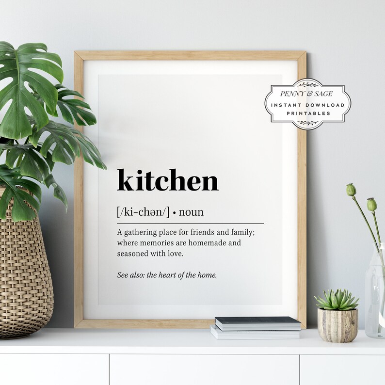 Kitchen Definition Wall Art Kitchen Quote Decor Black and - Etsy