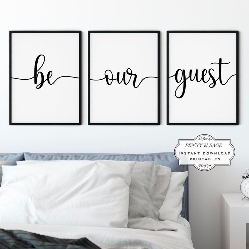 Set of 3 Be Our Guest Prints, Be Our Guest PRINTABLE Wall Art, Guest ...