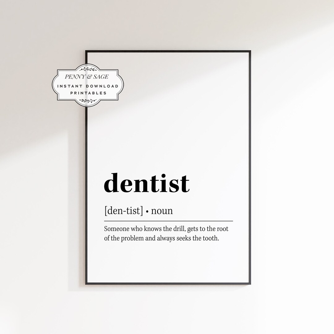 Dentist Definition Print, Dentist Graduation Gift, Dental Definition ...