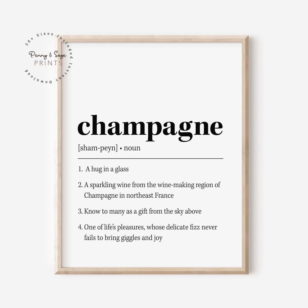 Champagne Definition Printable, Trendy Bar Print, Cocktail Kitchen Art ...