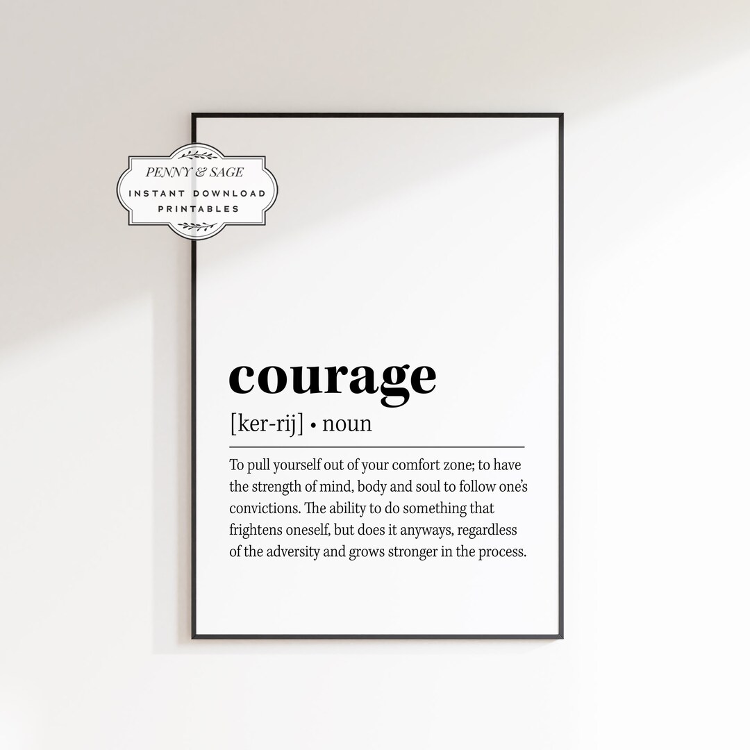 Courage Definition Printable Wall Art, Courage Quote Print, Social ...