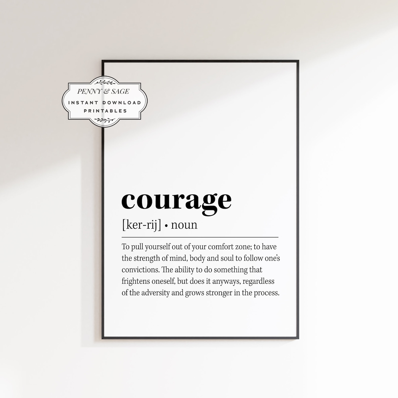 Courage Definition Printable Wall Art, Courage Quote Print, Social ...
