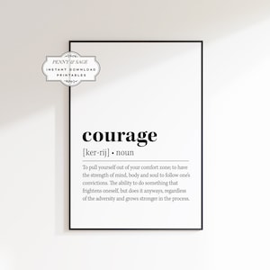Courage Definition Printable Wall Art, Courage Quote Print, Social ...