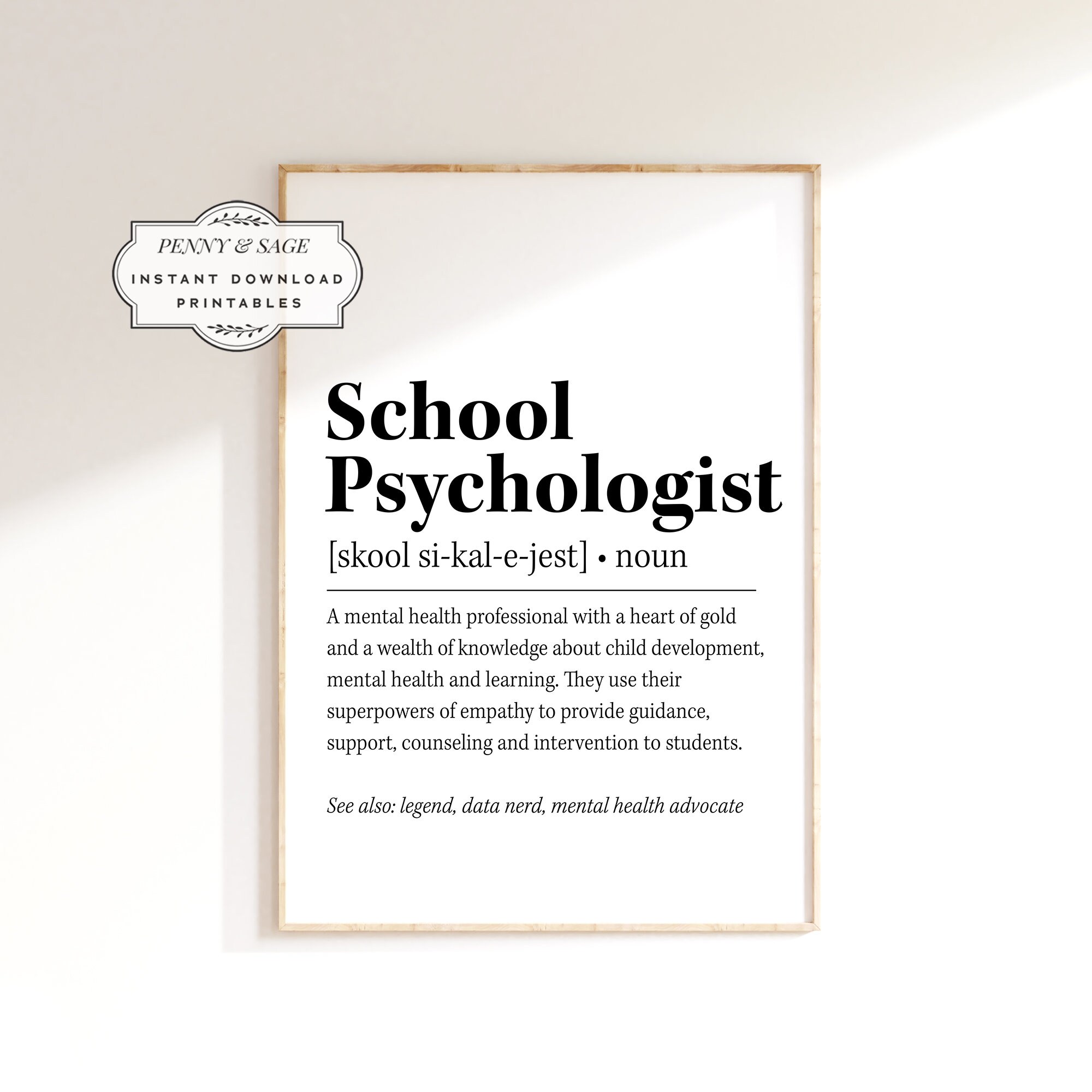 School Psychologist Definition Printable Wall Art, School Psychologist ...
