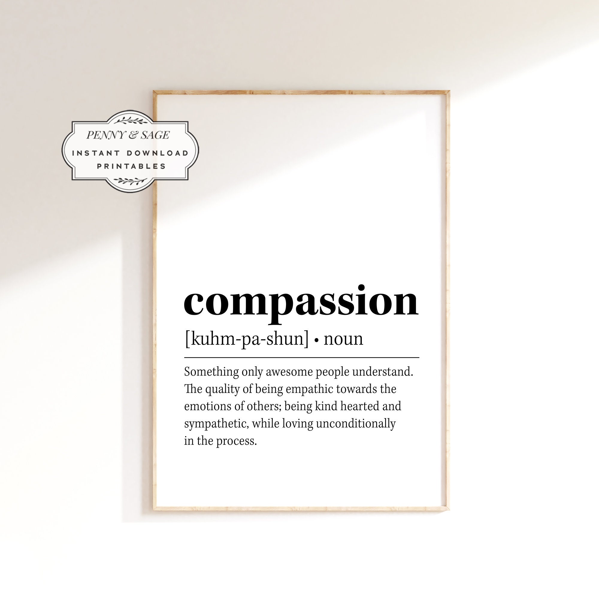 Compassion Definition Printable Wall Art Therapist Quote - Etsy