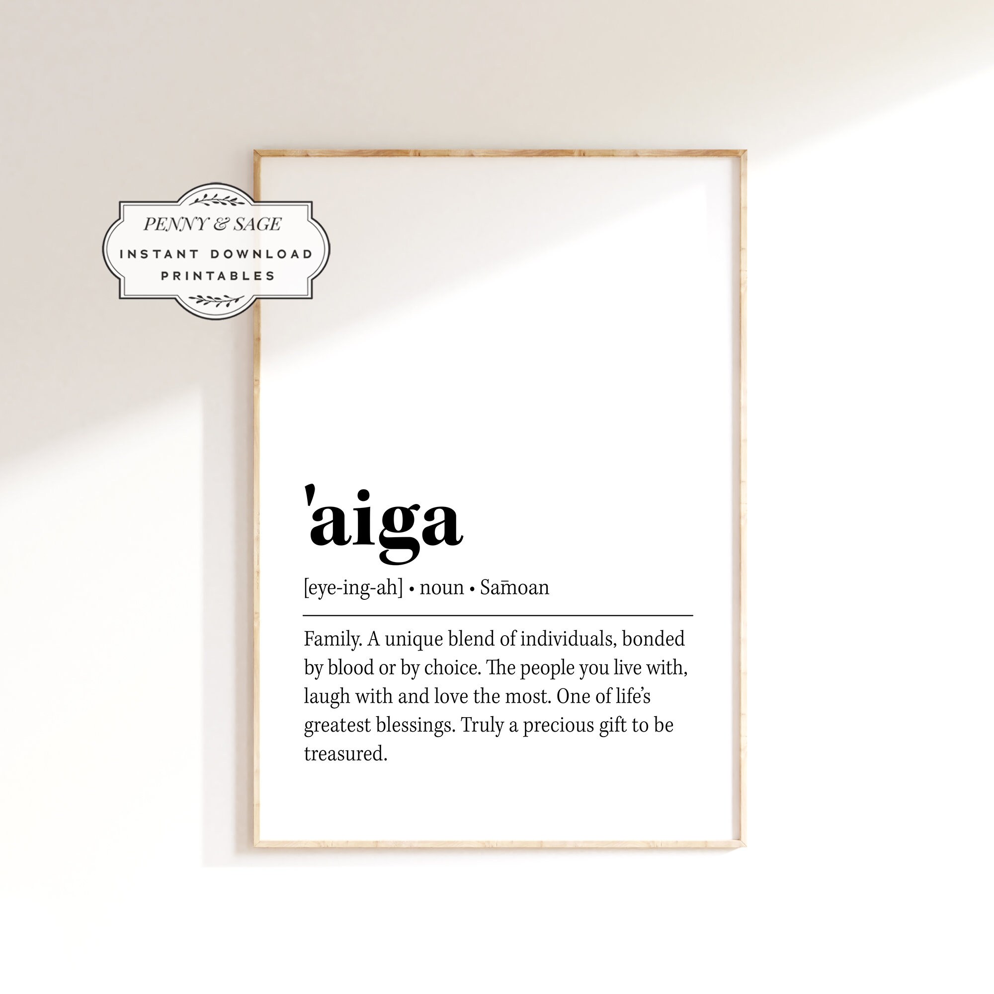 Samoan Aiga Definition Print, Family Wall Decor, Aiga Definition Print ...