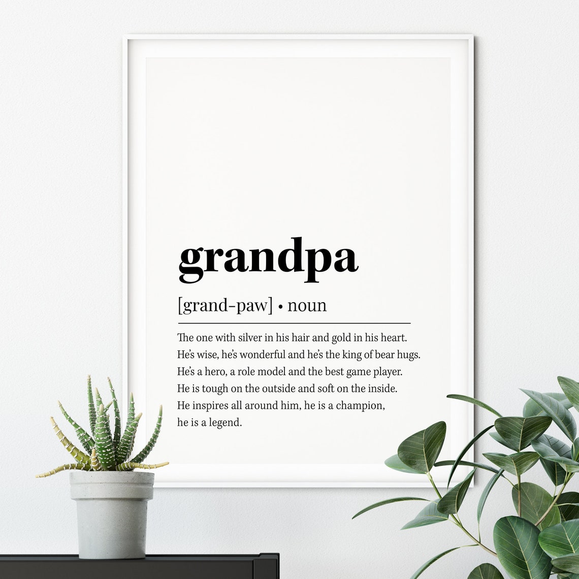 Grandpa Definition Wall Art, Grandpa Quote Decor, Printable Wall Art ...
