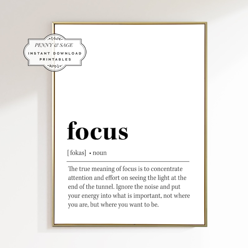 Focus Definition Print, Focus Office Decor, WFH Office Decor, Office ...