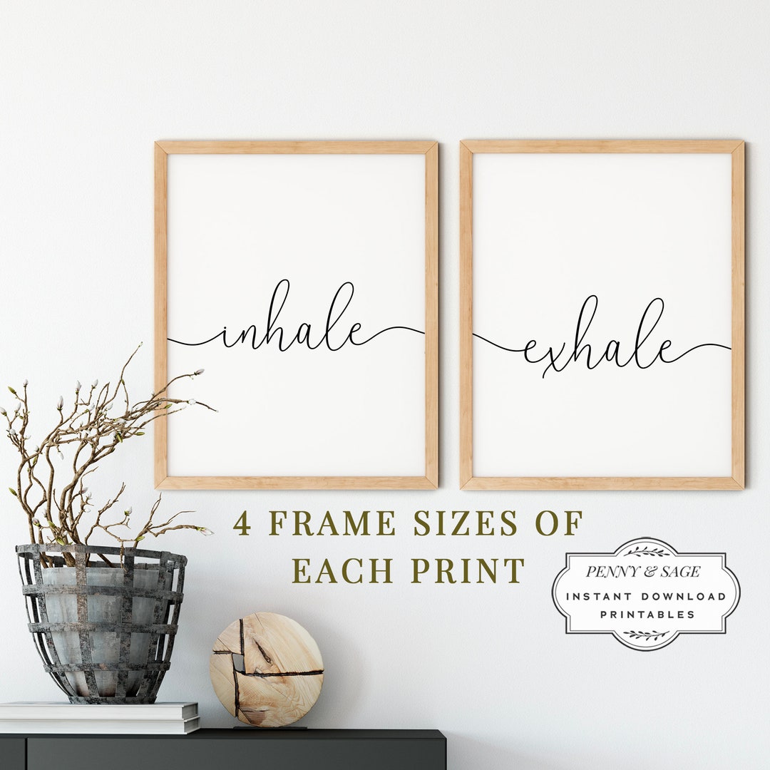 Set of 2: Inhale Exhale Printable Wall Art, Inhale Exhale Print, Yoga ...