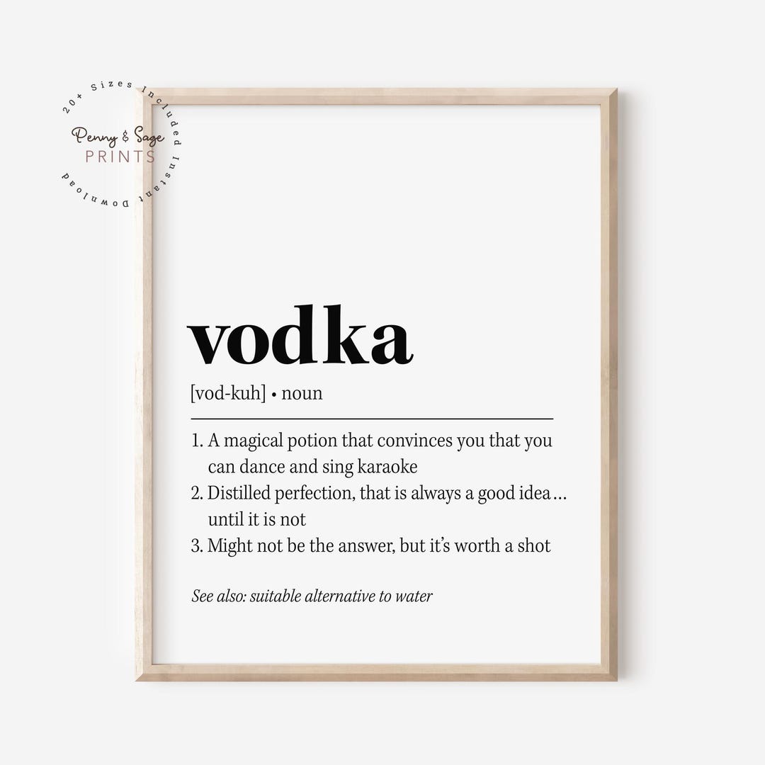 Vodka Definition Printable, Trendy Bar Print, Cocktail Kitchen Art ...