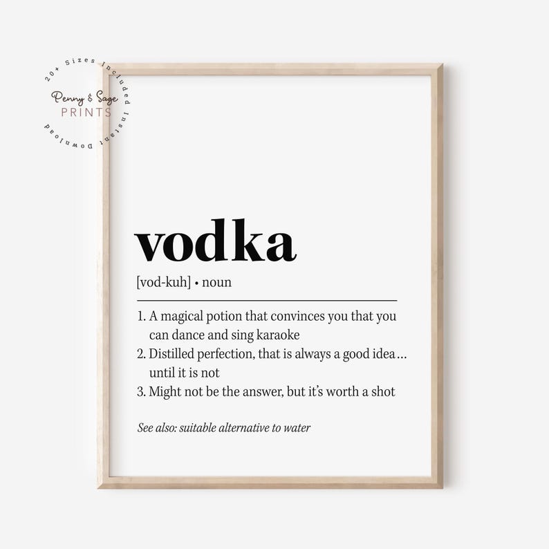 Vodka Definition Printable, Trendy Bar Print, Cocktail Kitchen Art ...