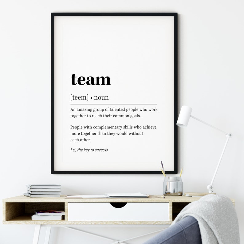 Team Definition Wall Art, Team Quote Decor, Black and White Prints ...