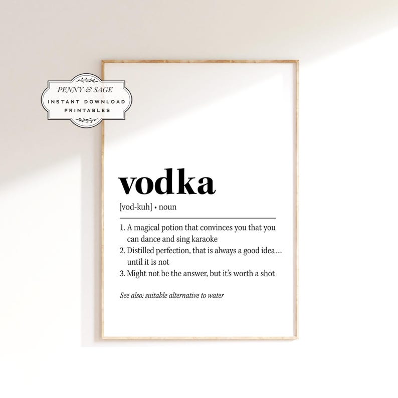 Vodka Definition Printable, Trendy Bar Print, Cocktail Kitchen Art ...