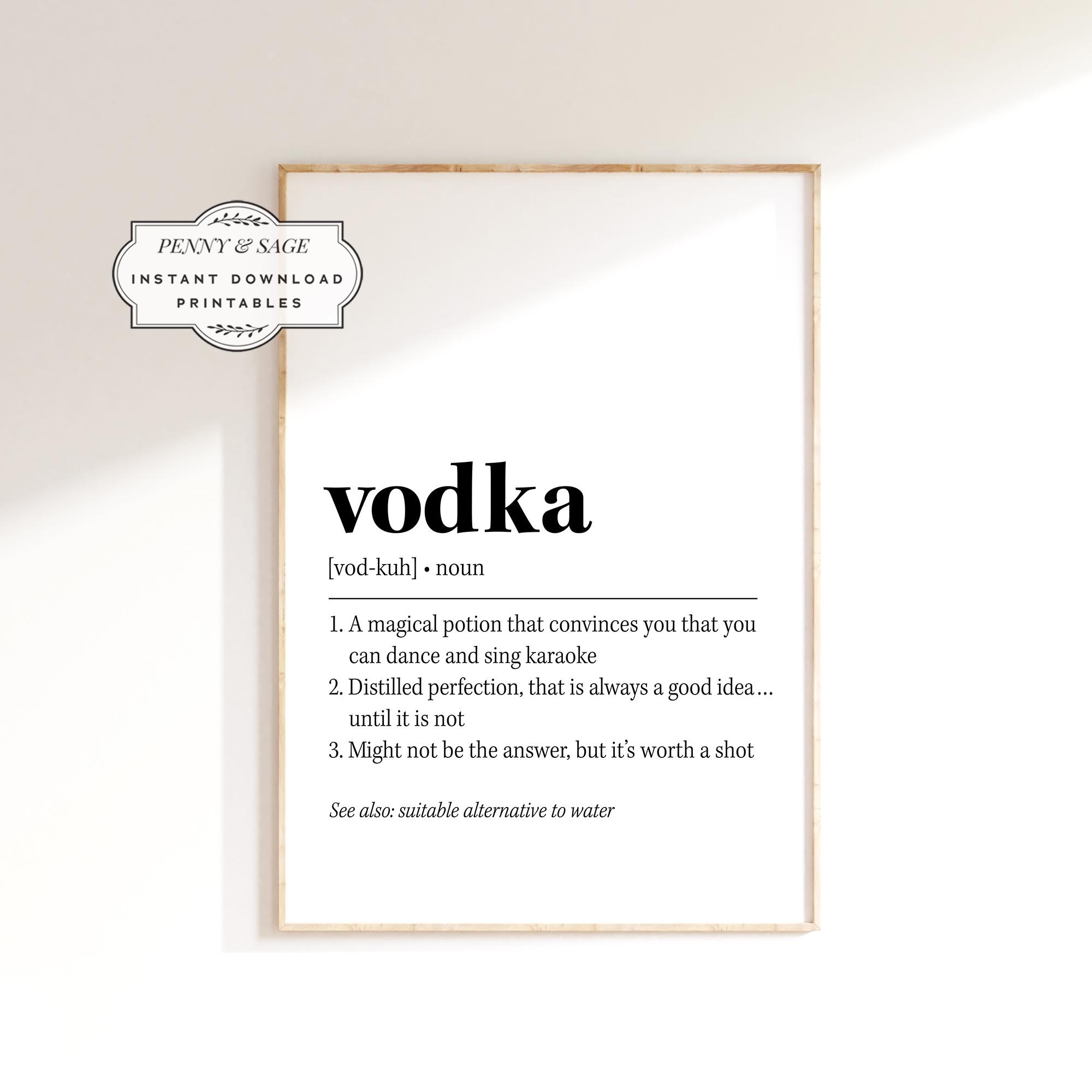 Vodka Definition Printable, Trendy Bar Print, Cocktail Kitchen Art ...