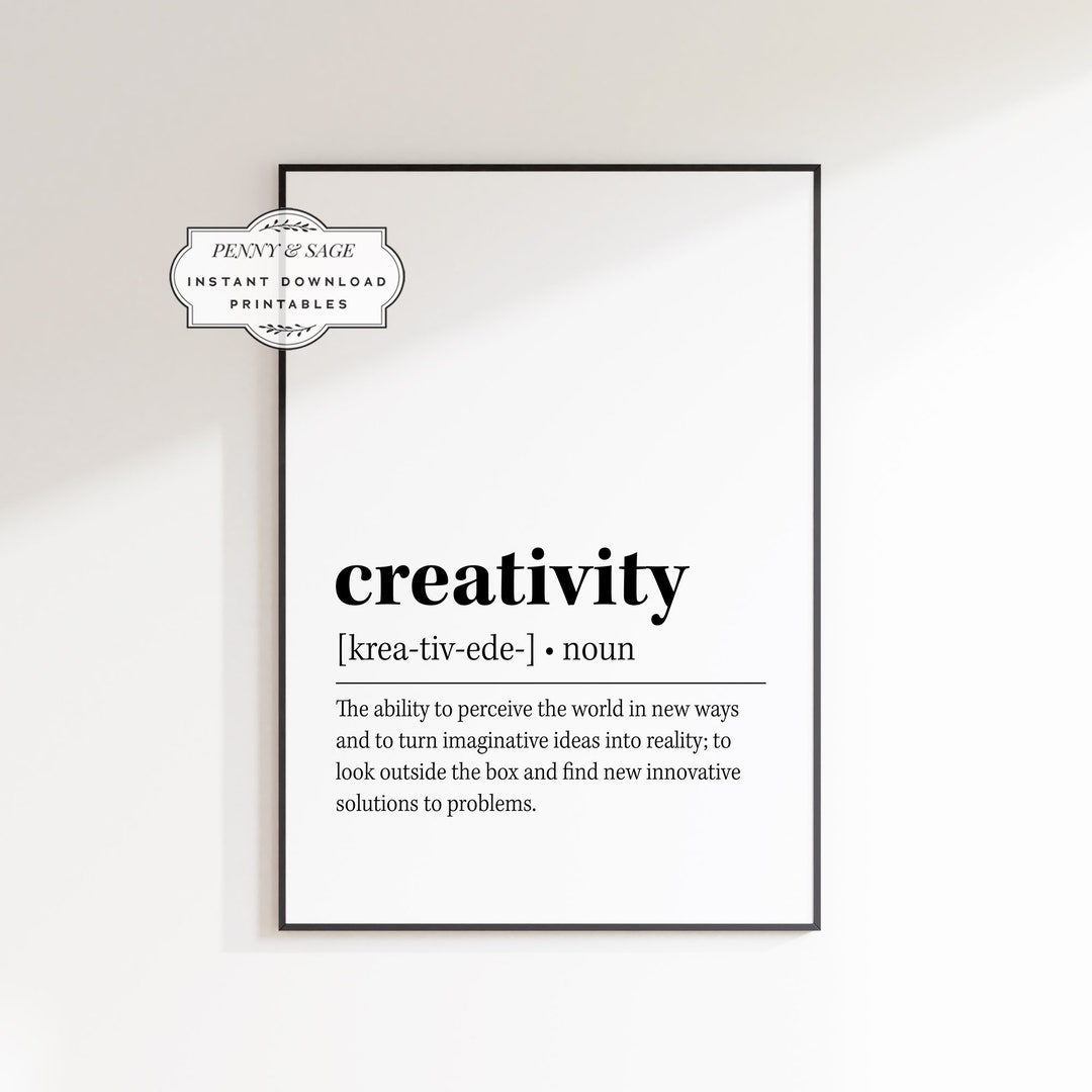 Creativity Definition Printable Wall Art, Creativity Quote Print, Art ...