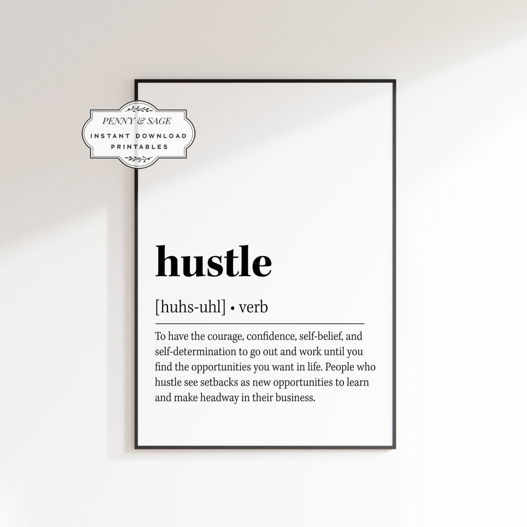 Hustle Definition Print, Office Decor Motivational Wall Decor Hustle ...