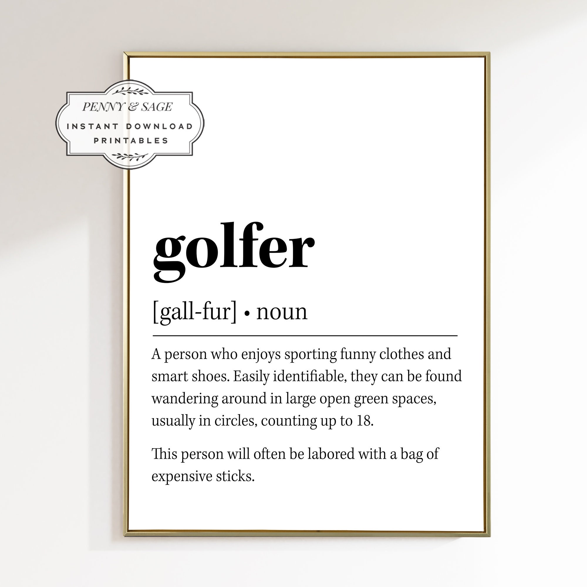 Golfer Definition Print, Golfer Definition Poster, Gift Golf Print ...