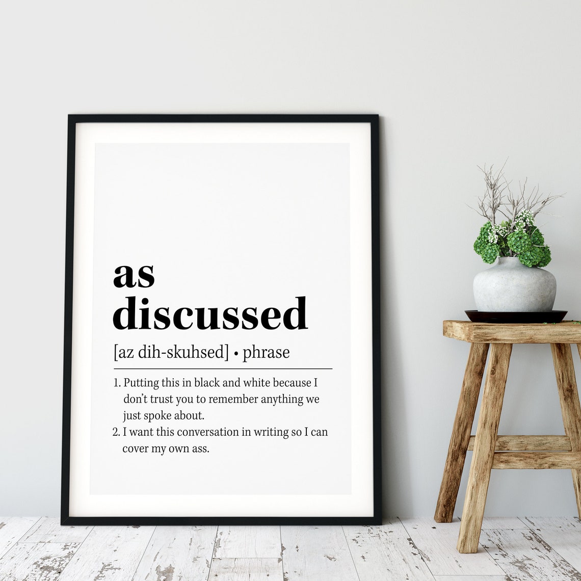 As Discussed Definition Printable, Funny Office Quote Print, Home ...