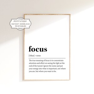 Focus Definition Print, Focus Office Decor, WFH Office Decor, Office ...