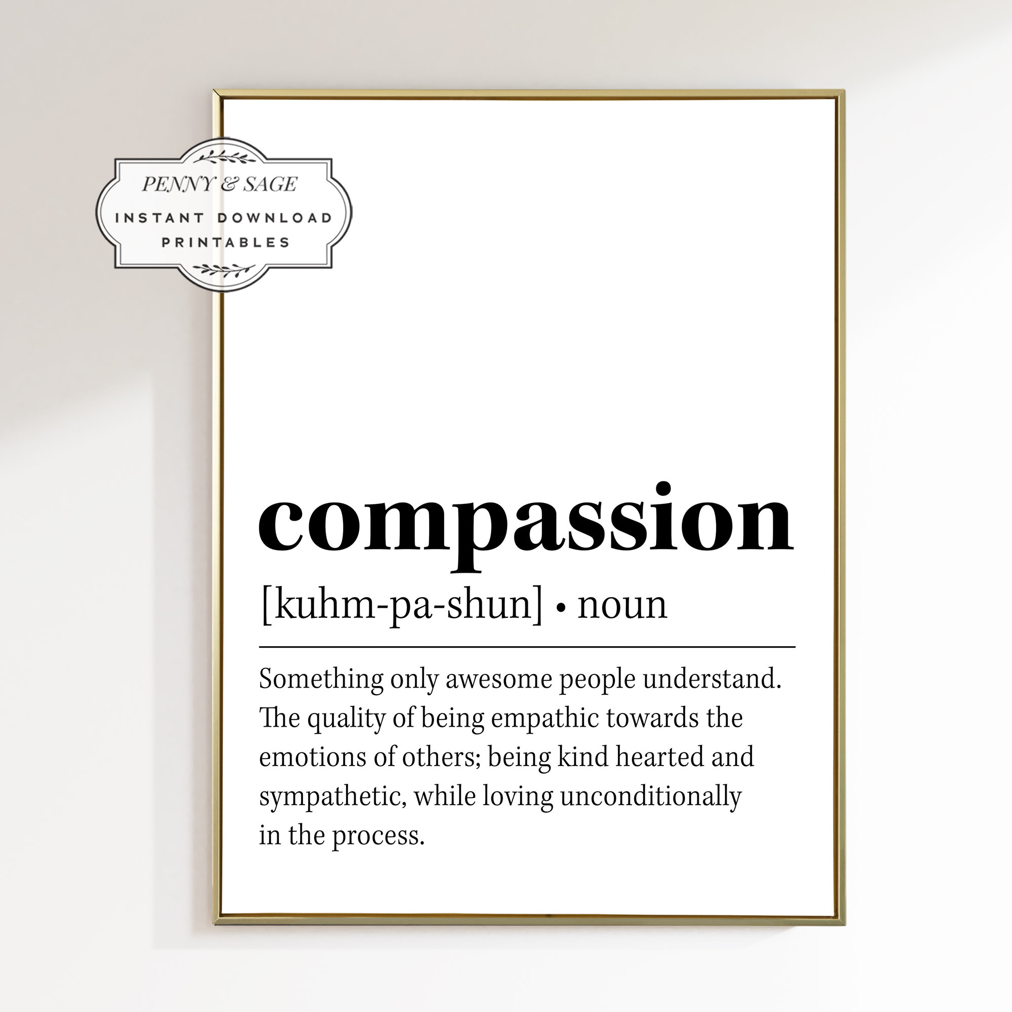 Compassion Definition Printable Wall Art Therapist Quote - Etsy