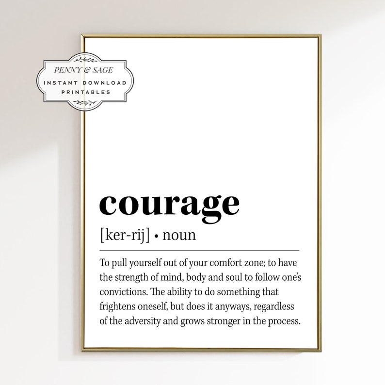 Courage Definition Printable Wall Art, Courage Quote Print, Social ...