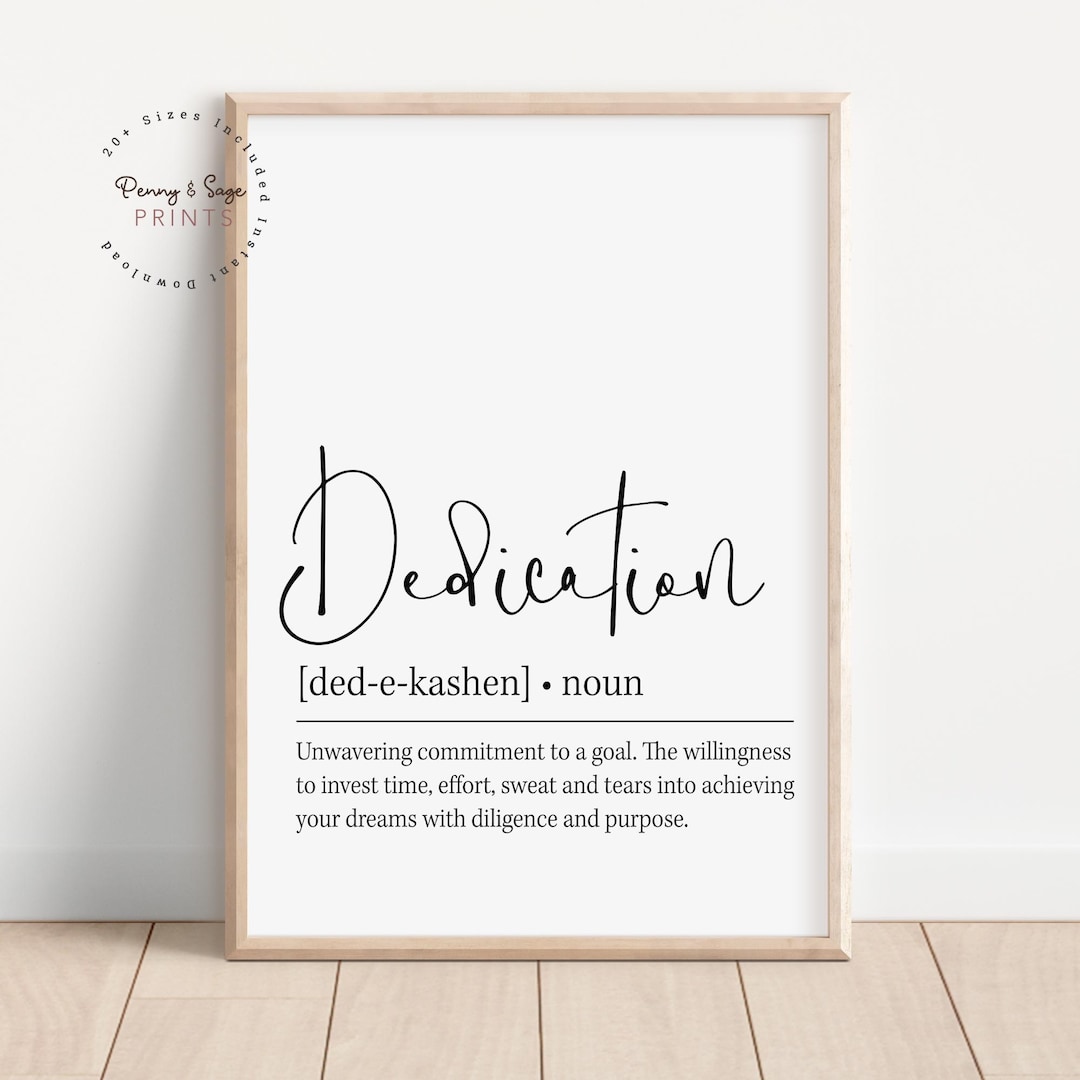 Dedication Definition Printable Wall Art, Resilience Poster ...