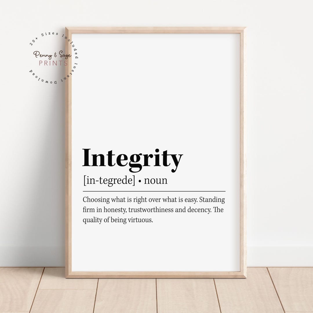 Integrity Definition Print, Office Decor, Motivational Wall Decor ...